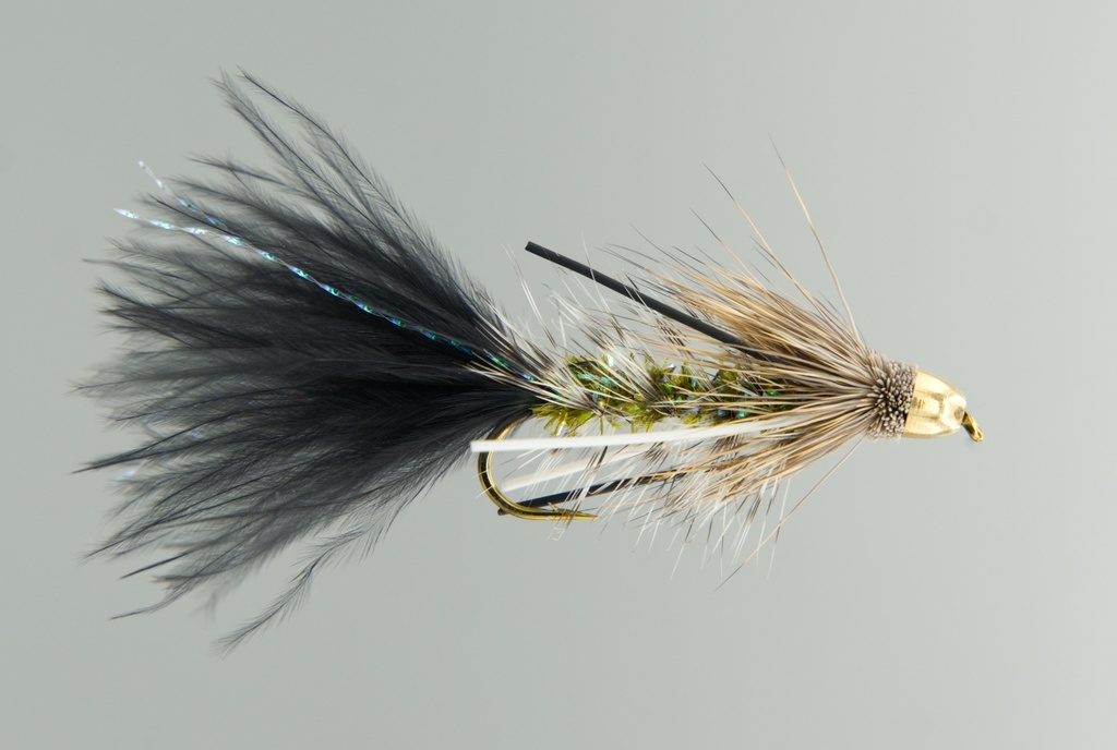 NEPTUNE FLIES - Black/Olive Conehead Bow River Bugger (STREAMER) | SHOR ...